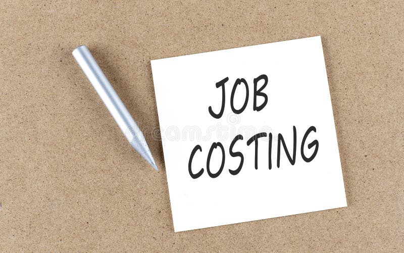 JOB COSTING Text on Sticky Note on a Cork Board with Pencil Stock Image ...