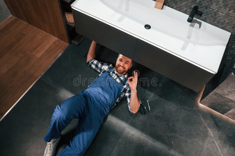 Job is Done. Lying Down on the Floor Stock Image - Image of service ...