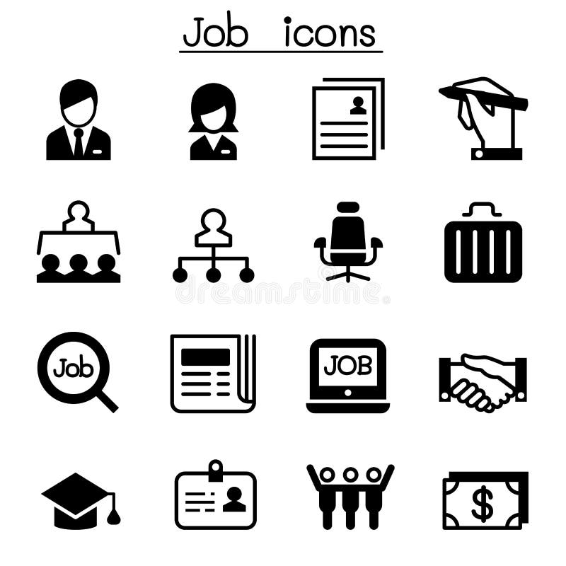 Job & Employment Icon Set Stock Vector - Illustration of flat ...