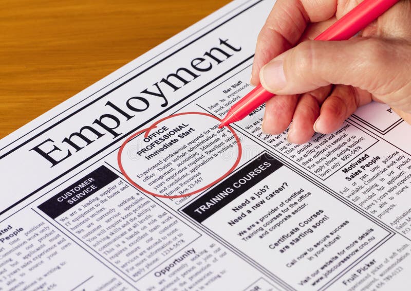 Job in the Employment Section of Newspaper Stock Photo - Image of paper ...