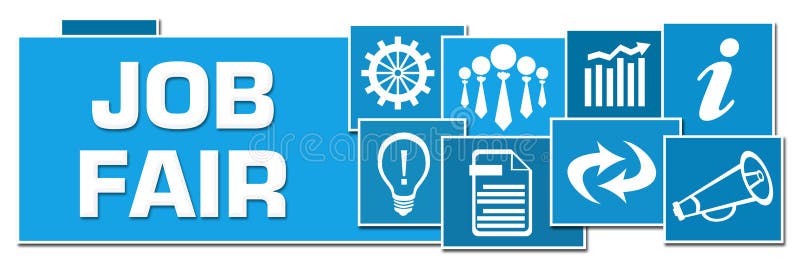 Job Fair Blue Boxes with Business Symbols Stock Illustration ...