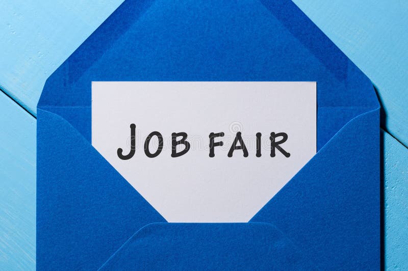 Job Fair - Text Message in Blue Envelope Stock Image - Image of finish ...