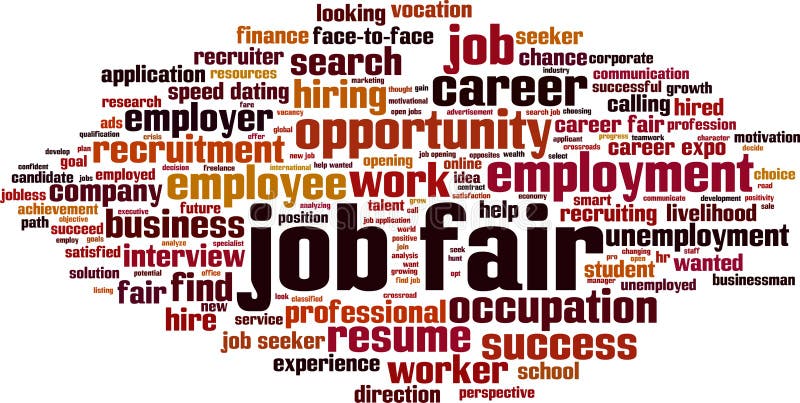 Job fair word cloud stock vector. Illustration of face - 165408472