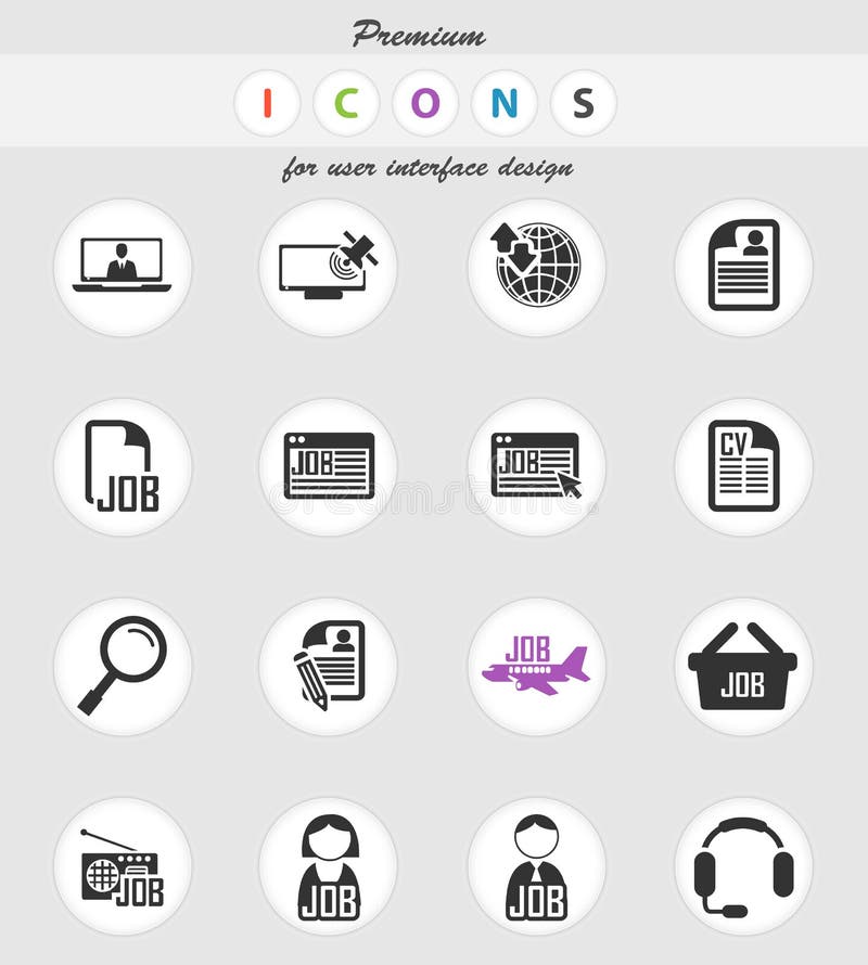 Job icon set stock vector. Illustration of magnifying - 123121648