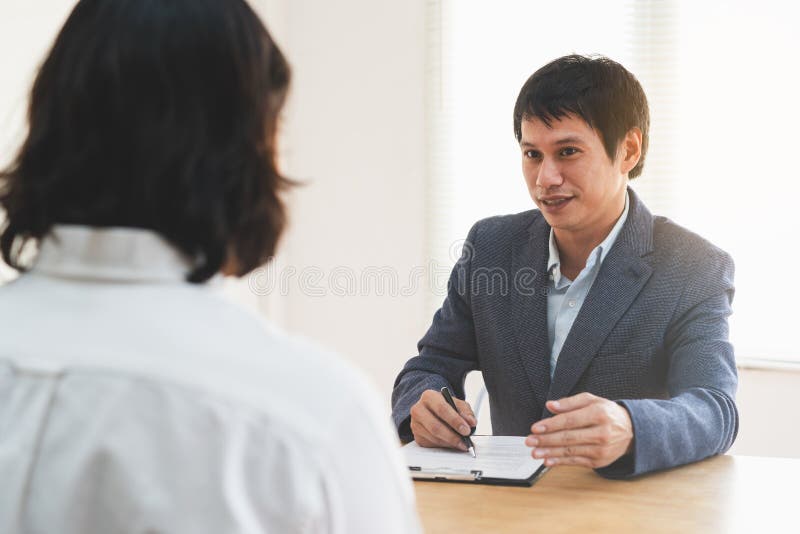 Job Interview Concept. Businessman Asking Candidate Applicant in ...