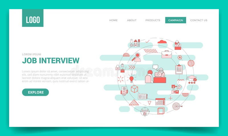 Job Interview Concept with Circle Icon for Website Template or Landing ...