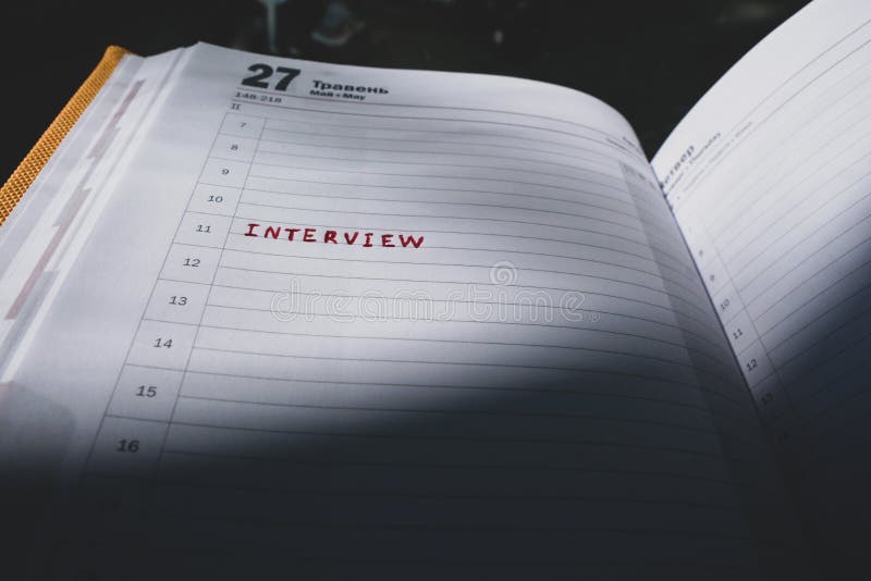 Job Interview Concept. Closeup of Opened Notebook Stock Image - Image ...