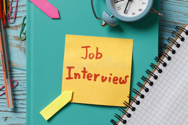 Job Interview Concept. Composition of Notebooks, Pens, Pencil, Stickers ...