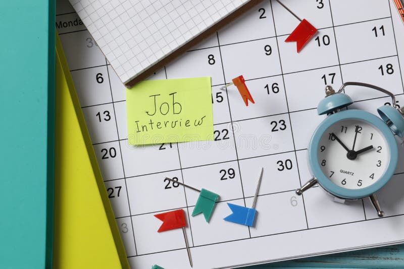 Job Interview Concept. Composition of Notebooks, Pens, Pencil, Stickers ...