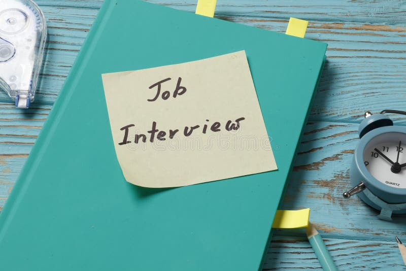 Job Interview Concept. Composition of Notebooks, Pens, Pencil, Stickers ...