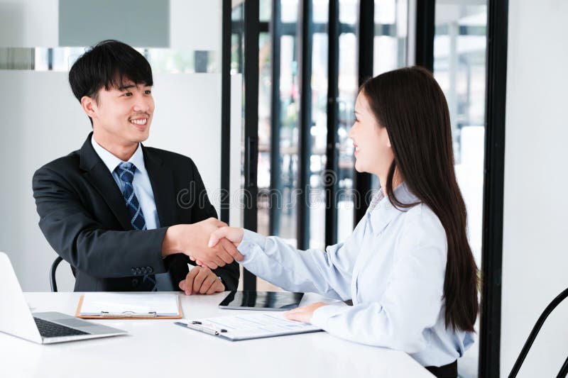Job Interview Conclusion with Handshake Stock Image - Image of process ...