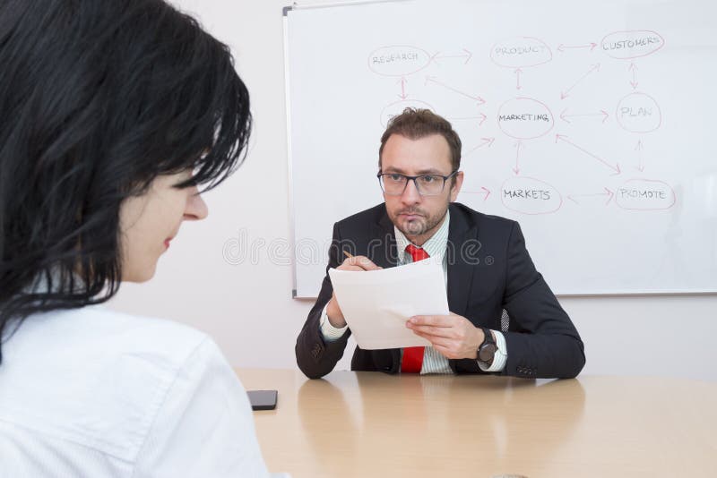 Job interview stock photo. Image of interview, male, serious - 74609990