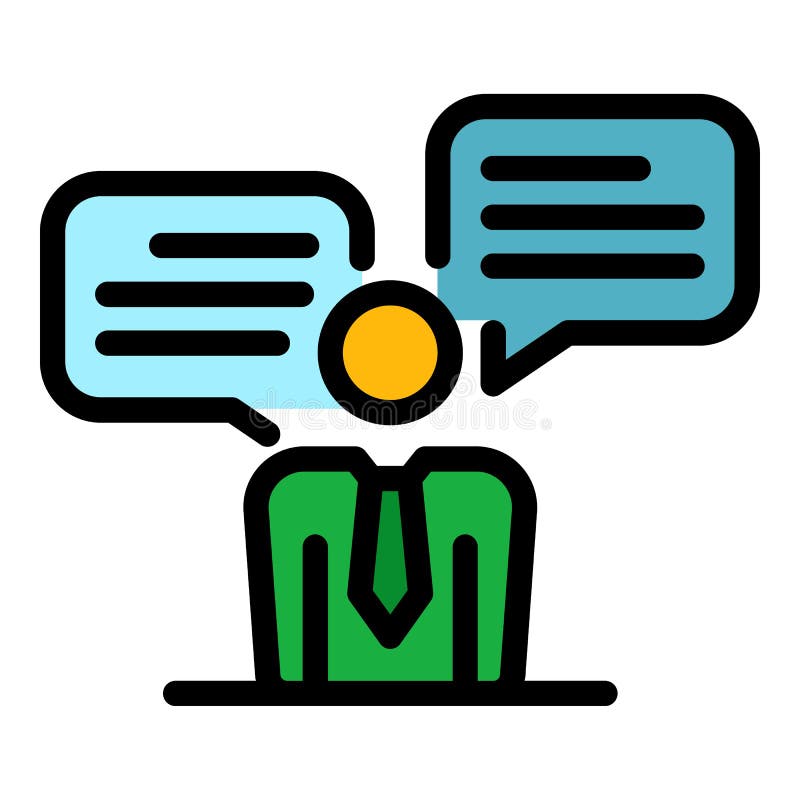 Job Interview Icon Color Outline Vector Stock Vector - Illustration of ...