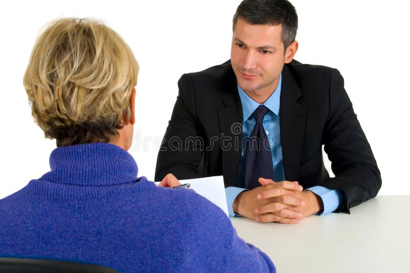 Job Interview with Man and Woman Stock Photo - Image of friendly ...