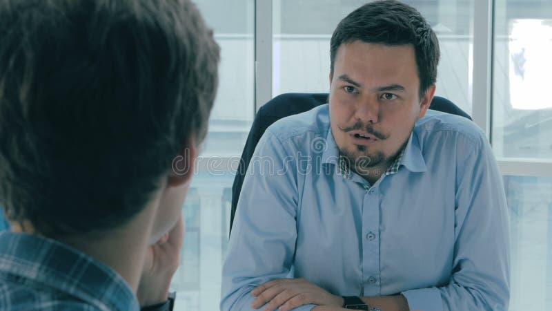 Job Interview. Manager, Boss in Office Talking with an Applicant. Over ...