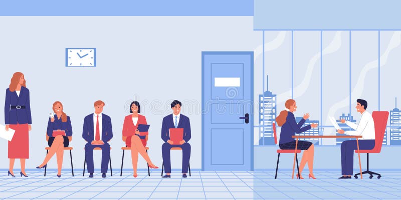 Job Interview Queue Composition Stock Illustration - Illustration of ...