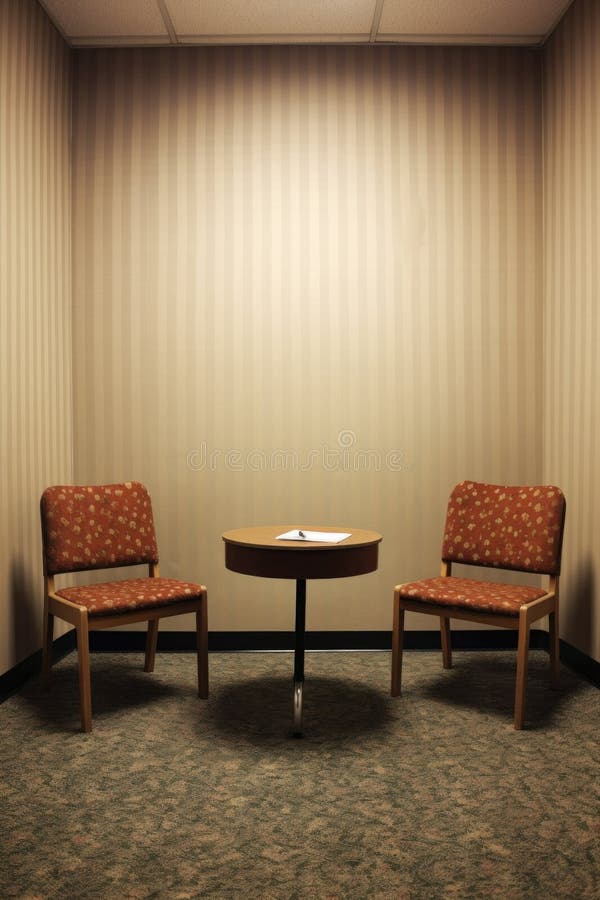 Job Interview Setup with Empty Chairs and Table Stock Illustration ...
