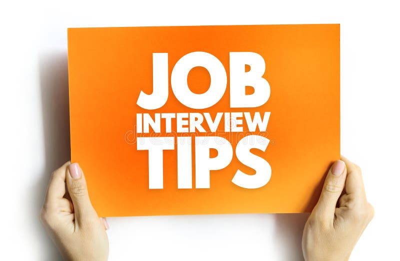 Job Interview Tips, Text on Card Concept for Presentations and Reports ...
