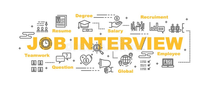 Job Interview Vector Banner Stock Vector - Illustration of salary, line ...