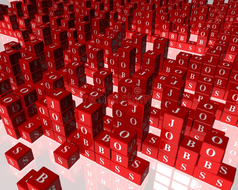 Job Jobs Text on Red Cubes Find Work Stock Illustration - Illustration ...