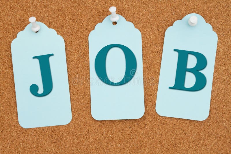 Job Message on Blue Gift Tags on a Corkboard Stock Photo - Image of ...