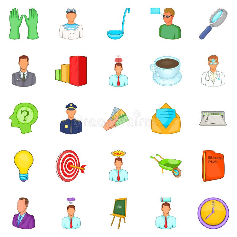 Job Offer Icons Set, Cartoon Style Stock Vector - Illustration of ...