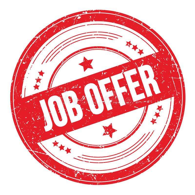 JOB OFFER Text on Red Round Grungy Stamp Stock Illustration ...