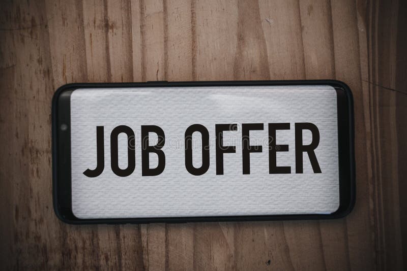 Job Offer Text on a Smart Phone Screen - Business Concept Stock Image ...