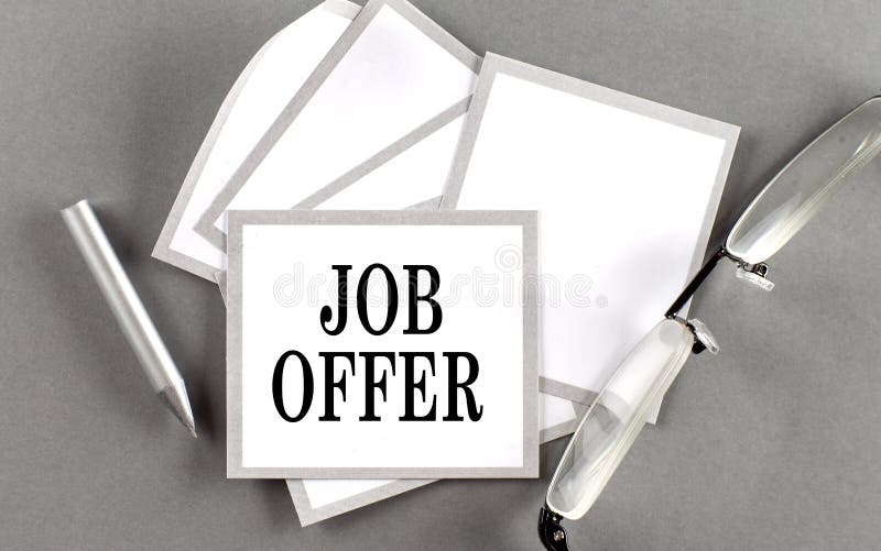 JOB OFFER Text Written on a Sticky with Pencil and Glasses Stock Image ...