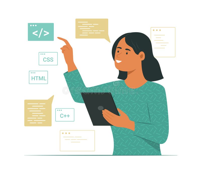 Programmer Man Process Coding for Software Development Concept Illustration Stock Illustration ...