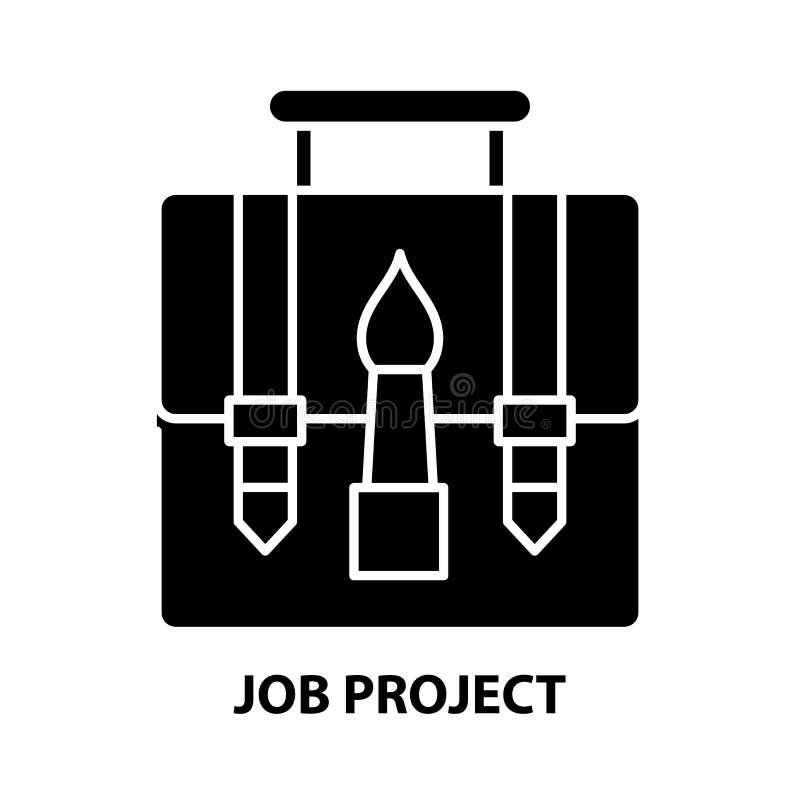 Job Project Icon, Black Vector Sign with Editable Strokes, Concept ...