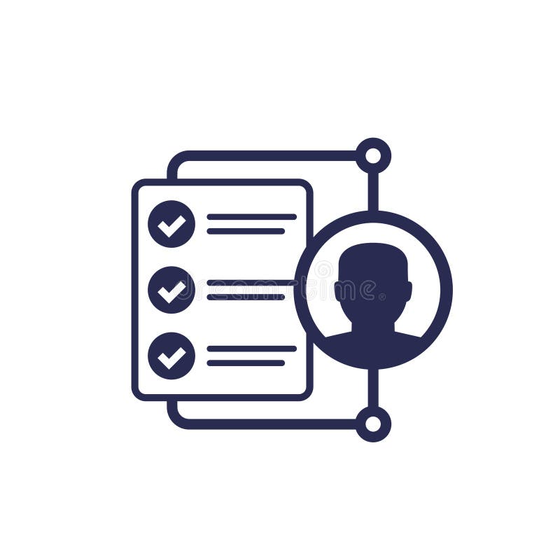 Job Qualification Icon, Man and Checklist Stock Illustration ...