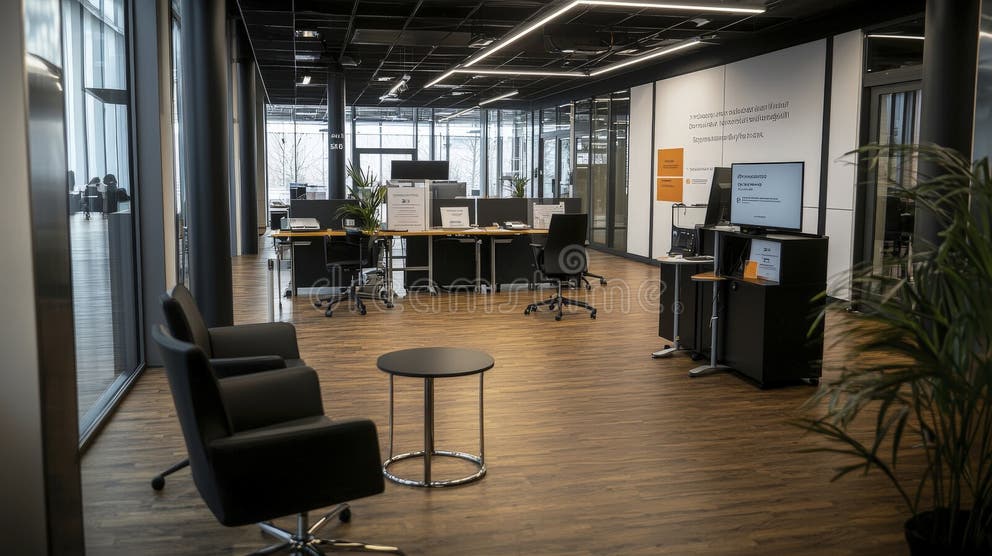 Job Recruitment Office with Interview Setups Modern Workspace ...