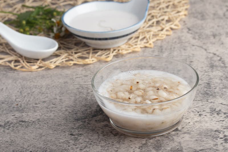 Job S Tear in Coconut Milk in a Glass Cup Stock Photo - Image of ...