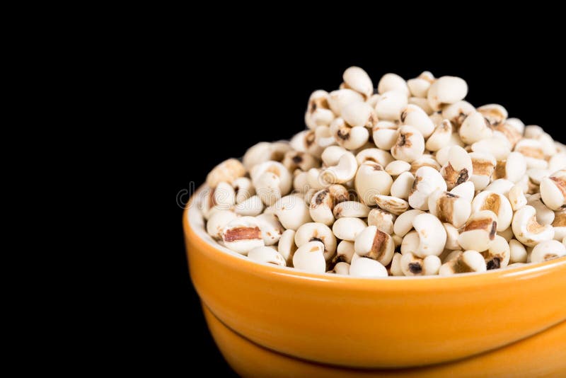 Raw Job`s Tears Seed and Red Beans Seed in Round Wooden Bowl Stock ...