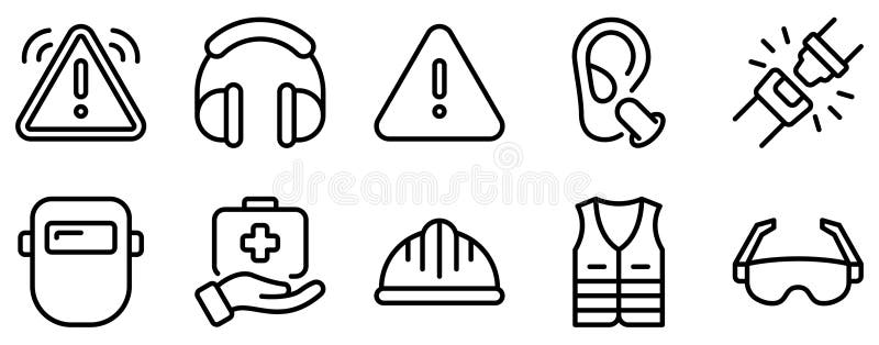 Job Safety Icon Set Secure Line Style Collection for Workplace ...