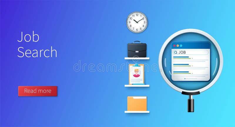 Job Search Banner in 3D Style Stock Vector - Illustration of interview ...