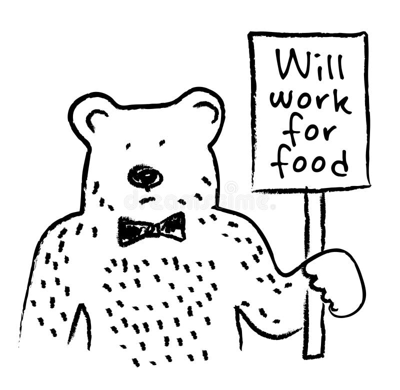 Job Search Bear and Plate Sign. Stock Vector - Illustration of ...