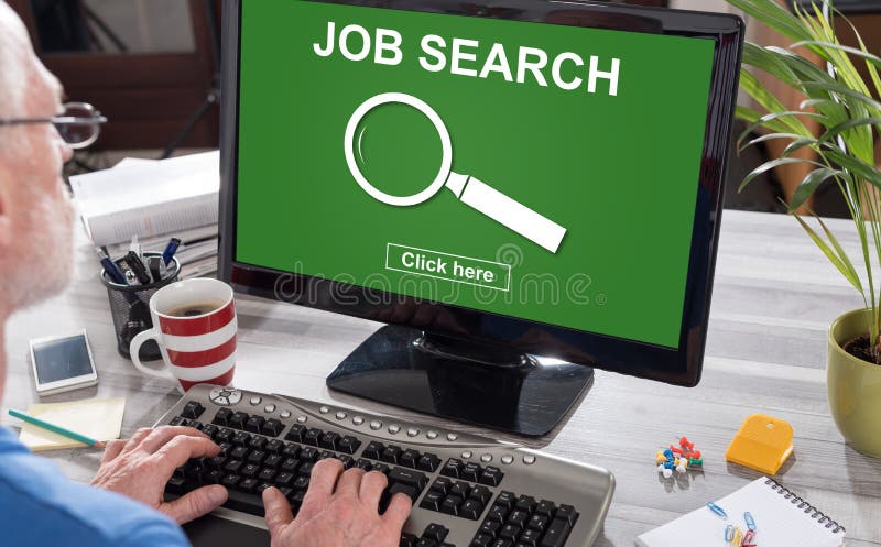 Job Search Concept on a Computer Stock Image - Image of recruitment ...