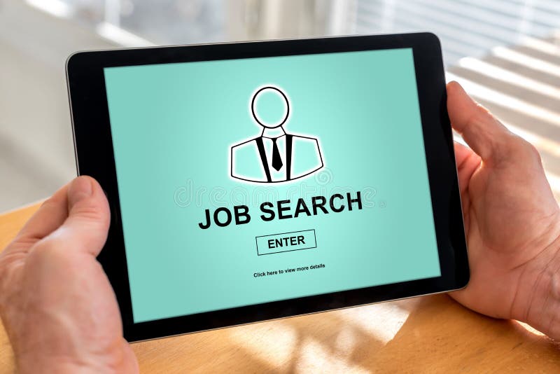 Job Search Concept on a Tablet Stock Image - Image of online, strategy ...