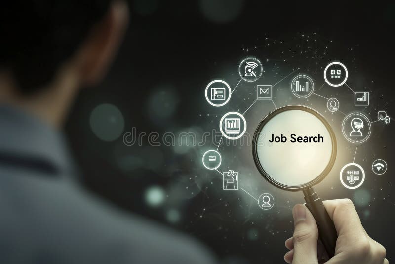 Job Search Concept with Technology Interface Stock Illustration ...