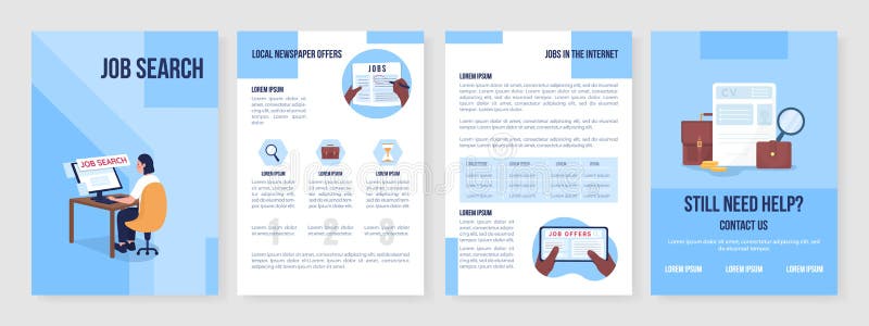 Job Search Flat Vector Brochure Template Stock Vector - Illustration of ...