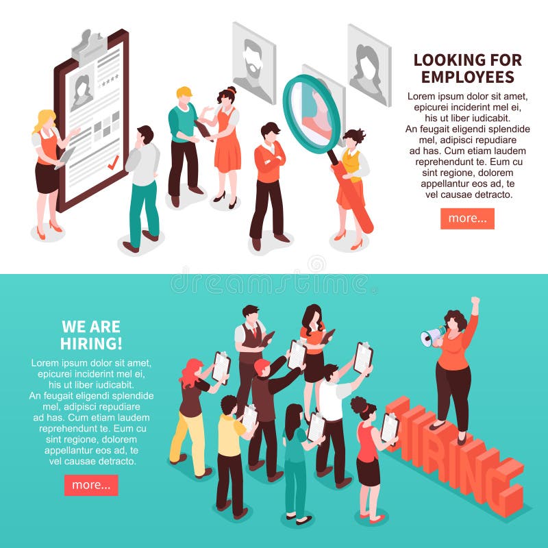 Job Search Horizontal Banners Stock Vector - Illustration of hiring ...