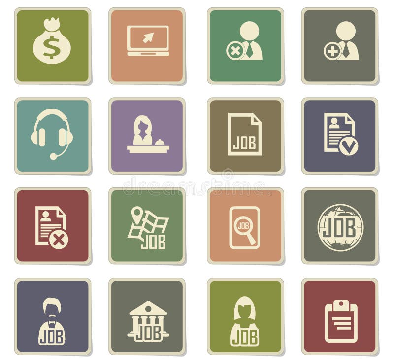 Job search icon set stock illustration. Illustration of search - 89865922