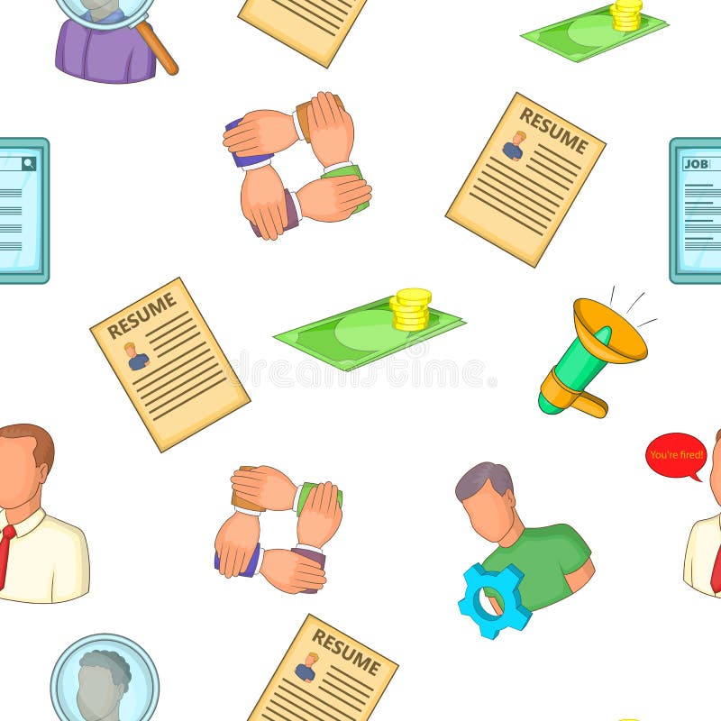 Job Search Pattern, Cartoon Style Stock Vector - Illustration of fabric ...