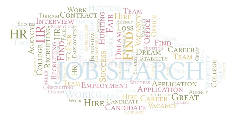 Job Search word cloud. stock illustration. Illustration of rendering ...