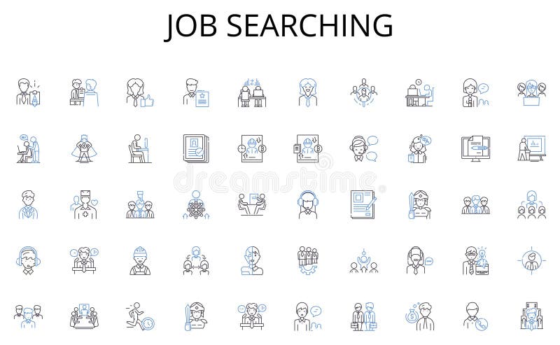 Job Searching Line Icons Collection. Education, Knowledge ...