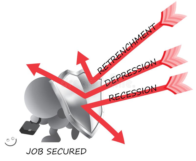 Job Security Worker Man Shielded from Retrenchment Stock Vector ...