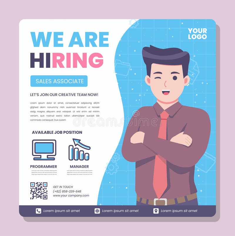 Job Seeker Hiring Poster Template Design Stock Vector - Illustration of ...