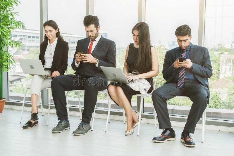 Job Seekers and Applicants Waiting for Interview Stock Photo - Image of ...